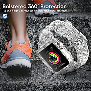 Sport Clear Watch Band Compatible for Apple Watch 38mm 40mm 42mm 44mm, Breathable Soft Protector Drop-Proof Replacement Strap Women Men Compatible with iWatch Series SE/6/5/4/3/2/1, Sport Edition