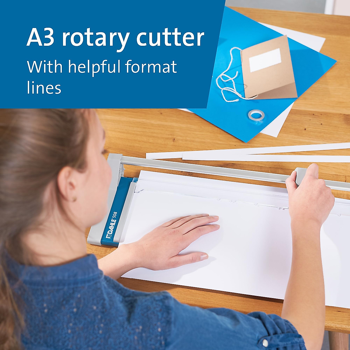 Dahle 508 Personal Rotary Trimmer, 18" Cut Length, 5 Sheet Capacity, Self-Sharpening, Automatic Clamp, German Engineered Paper Cutter