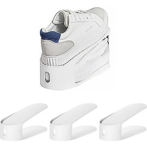 carrotez Shoe Slots Organizer 3 Pack - [Litem] Space Saving Shoe Organizer Rack for Closet - Easy Shoe Stacker, 9.84'' x 3.89'' x 4.26'' (White, 3 Pack)