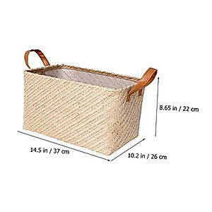 Hoement Wicker Hamper Collapsible Bin Wicker Storage Baskets Wicker Baskets Fabric Clothes Box Shelf Basket Clothes Organizer Storage Toy Organizer Home Fabric Storage Bin Storage Box