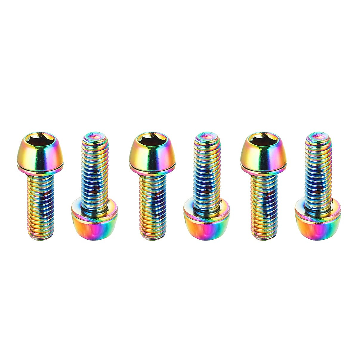 Chooee M6x18mm Mountain Bike Disc Brake Caliper Bolts,6Pcs MTB Disc Brake Adapter Bolts Rainbow
