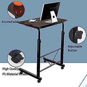Multifunctional Desk Movable Computer Laptop Desk Study Writing Desk Adjustable with Keyboard Tray for Home Office (Color : Black)