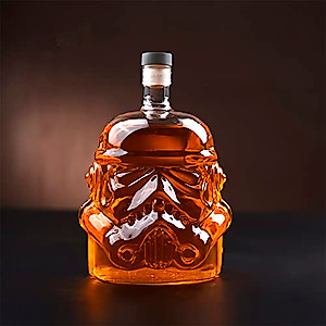 AUTIORE Whiskey Decanter 25Oz Carafe Decanter Transparent Creative Whiskey Carafe for Wine, Liquor, Scotch, Bourbon, Brandy - 750ML Flask Carefe Gift for Husband/Father/Boyfriend.