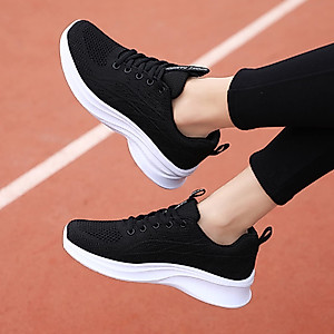 ZGRZPMGR Women's Casual Walking Shoes Breathable Sports Running Shoes Outdoor Lace-up Tennis Shoes Sneakers for Women Black