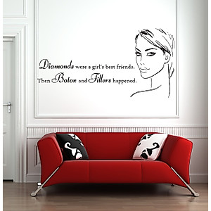 Botox Filling Skin Care Wall Decal Treatment Facial Beauty Salon Wall Decor Woman Face Quote TR007