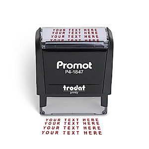 Promot Self Inking Personalized Stamp - Up to 4 Lines of Personalized Text, Custom Address Stamp, Office Stamps, Customized Stamp, Custom Stamps Self Inking with Easy to Change Ink Cartridge (Small)
