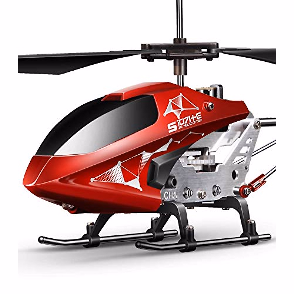 Remote Control Helicopter, S107H-E Aircraft with Altitude Hold, One Key take Off/Landing, 3.5 Channel, Gyro Stabilizer and High &Low Speed, LED Light for Indoor to Fly for Kids and Beginners(Red)