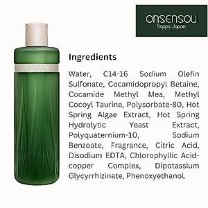 ONSENSOU Hot Spring Yeast & Green Algae Extract Shampoo, Rich & Luxurious Lather for Scalp & Hair Care, Moisturizing & Nourishing, Sulfate-Free, Organic & Skin-Friendly Formula, Mild, 10.1 fl oz