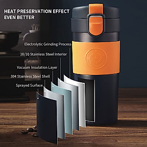 ZMHQLPDZ Coffee Mug, Stainless Steel Vacuum-Insulated Travel Mug, Double Wall Leak-Proof Thermos Vacuum Tumbler - 12oz 370ml Coffee Cup (Blue)