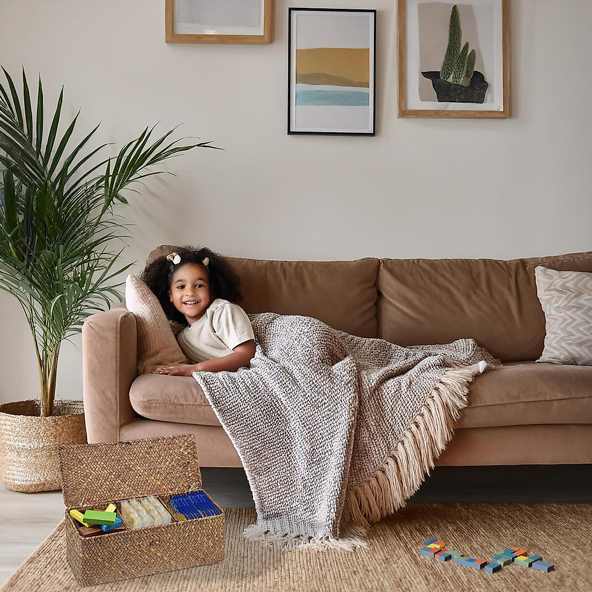 Ululusky Bathroom Kitchen Organizer Set - Tampon Holder, Toilet Paper Storage, Snack Basket, Woven Decorative Boxes for Home Storage