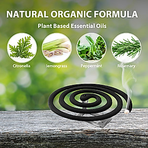 KICKOUTOR Mosquito Repellent Outdoor Patio 20 PCS Natural Citronella Mosquito Coils Incense Deet Free Mosquito Killer with 4 Stands for Camping Backyard Room 5-7 Hours Gnat Mosquito Control