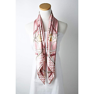 corciova 35 x 35 Women Silk Hair Scarf Pale Pink Chains Belts Curly Headband Tie Sleeping at Night Fashion Bandana Headscarf