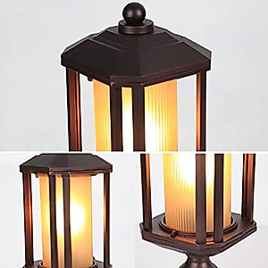 MODEBHD Traditional European Victoria Retro Post Pillar Lantern Glass Shade Waterproof IP44 Outdoor Column Lamps Antirust Aluminum Villa Garden Swimming Pool Fence Landscape Lighting E27