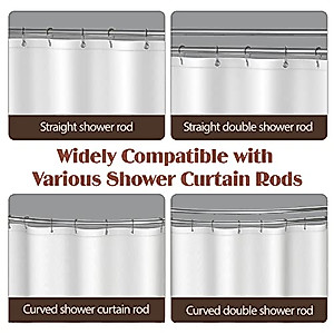 Lewondr Shower Curtain Hooks, Decorative Glide Rings Hooks Shower Curtain Rings for Bathroom Shower Hanging Rods Liner, Set of 12, Bronze