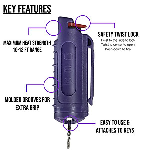 Police Magnum Pepper Spray Keychain Bulk Set- Tactical Self Defense Maximum Strength OC- Safety Key Chains for Women & Men - Made in The USA-7 Pack Rainbow INJ