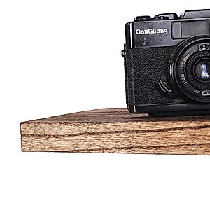 YYWUOJJ Wood Floating Shelves for Wall Decor, Rustic Wall Shelves for Bedroom Bathroom Kitchen Living Room, Set of 4 Light Walnut