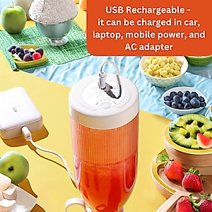 Portable Blender 2 Pack - 350 ML (12oz) Personal Size Blender for Gift - USB Rechargeable Wireless Travel Blender - Fresh Juice Blender with Stainless Steel 4 Blades Design for Shakes and Smoothies