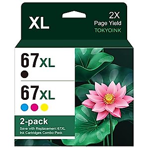 67XL Ink Cartridges Black&Color Combo Pack Remanufactured Replacement for HP 67 Ink HP67 HP67XL for HP 2723 2724 2725 2755 4122 4123 4140 4152 4155 6032 6034 6052 6058 6455 6458 6475
