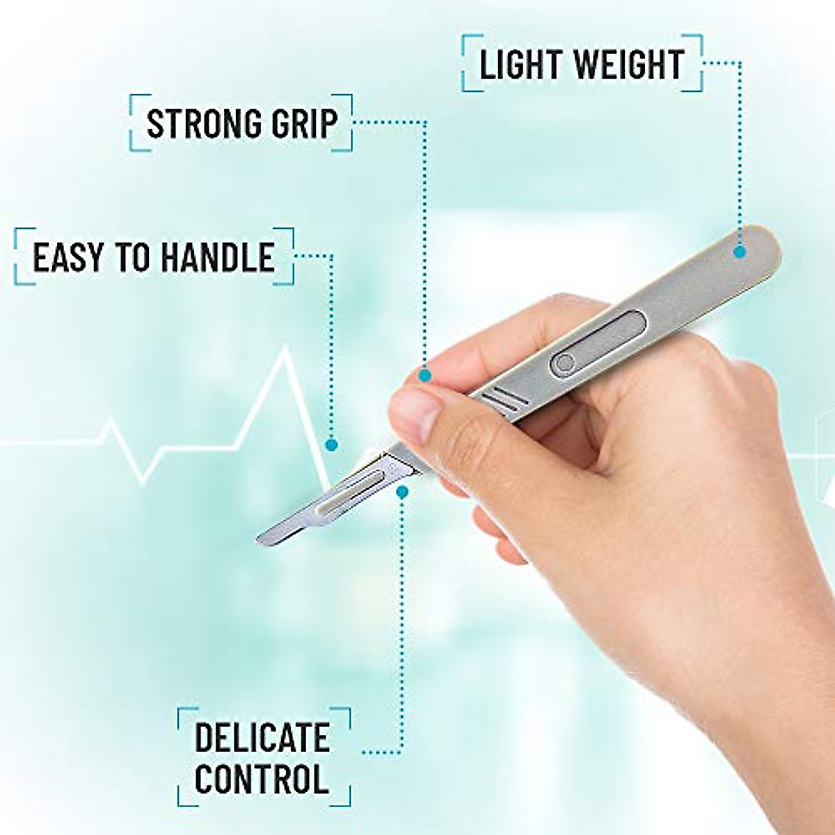 MyMed #15 Disposable Scalpel, Pack of 10 Dermaplaning Blades with Plastic Handle, Scalpel for School Science, High Carbon Steel Dermablade Blades. Individually Wrapped, Sterile