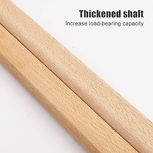 2 Sets Wooden Wall Mounted Closet Rod with base,Oval Saving Space Hanging Rod, Closet Pole for Wardrobe Hallway Bathroom Curtain Clothing Store(60cm(23.6in), Natural)