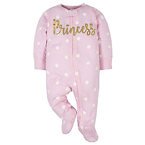 Gerber Baby Girls 4 Pack Sleep 'N Play Footie Princess Pink 0-3 Months
