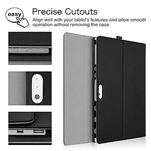 Fintie Case for Microsoft Surface Pro 7 Plus, Surface Pro 7/6/5/4/3 12.3 Inch Tablet - Multiple Angle Viewing Portfolio Business Cover, Compatible w/Type Cover Keyboard, Black