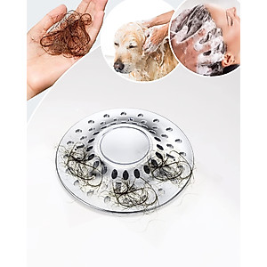 Upgraded 2 in 1 Bathtub Stopper with Drain Hair Catcher, Anti-Clogging Tub Stopper with Dual Filtration Design, Pop-up Bath Tub Stoppers Bathtub Drain Plug for 1.45-1.85" Drain Hole