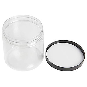 SBYURE 6 Pack 15 oz Round Clear Plastic Jars With Black Lids,Round PET Airtight Containers for Kitchen & Household Food Storage,Dry Goods,Honey,Nuts and More