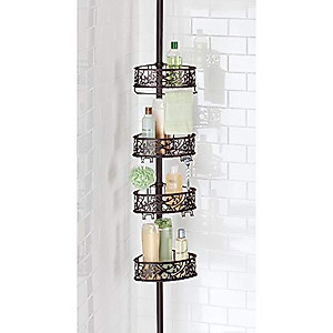 InterDesign Vine Constant Tension Shower Caddy – Bathroom Storage Shelves for Shampoo, Conditioner and Soap, Bronze