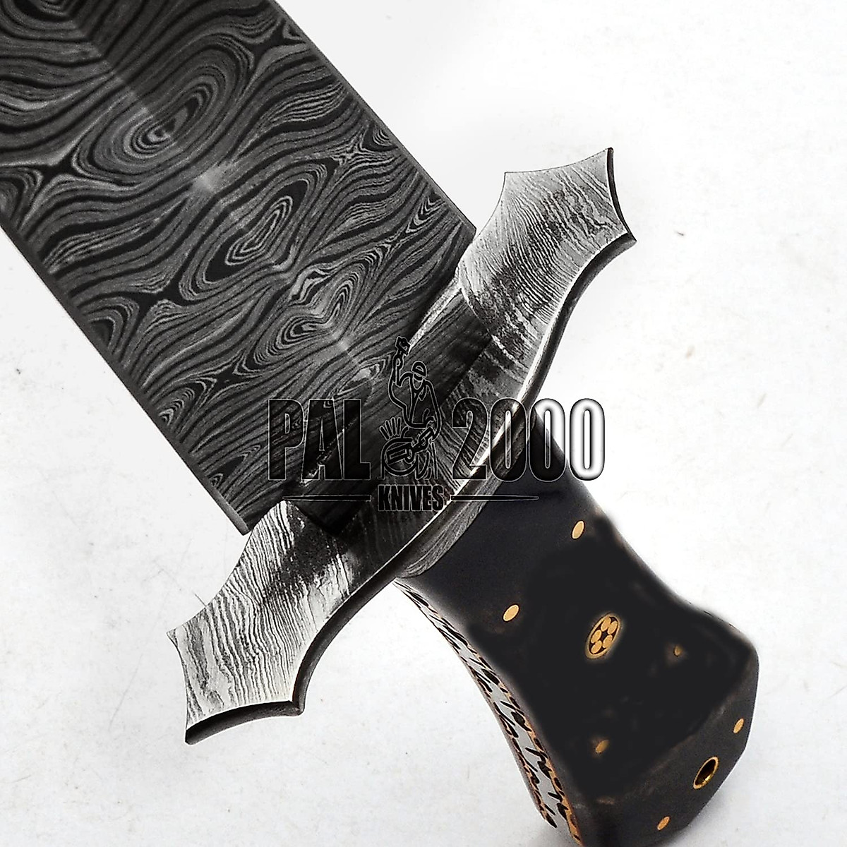 PAL 2000 KNIVES DAG-9723 Custom Handmade Damascus Steel Knife With Leather Sheath
