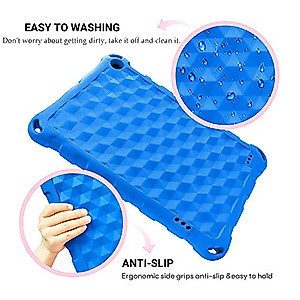 Fire 7 Tablet Case for Kids,Not Compatible with 2022 New, OQDDQO Extra Thick Protective Layer Double-Layer Shockproof in Four Corners Compatible with 9/7/5th Generation 2019/2017/2015 Release (Blue)
