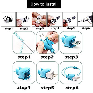 ZOEAST(TM) DIY Animal Protector USB Charger Saver Charging Data Earphone Line Protector Compatible with All iPhone 15 14 13 12 11 XS Max XR X 8 7 6 Plus USB Wire (Blue Alien)