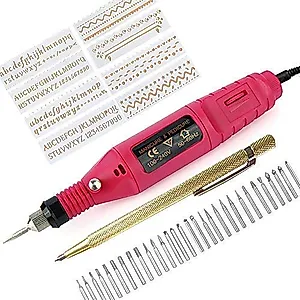 Afantti Micro Corded Electric Engraver Pen Mini DIY Engraving Tool Kit Etcher for Metal Glass Ceramic Plastic Jewelry with | Scriber | 30 Bits | 8 Stencils |