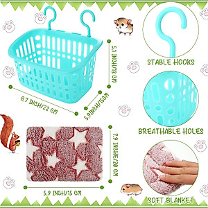 Geetery 5 Set Rat Hammock for Cage Chew Proof Rat Toys Warm Bed, Small Animal Hanging Basket Ferret Cage Accessories and Habitats Removable Nest Mat for Hamster, Sugar Glider, Hedgehog (Paw, Star)