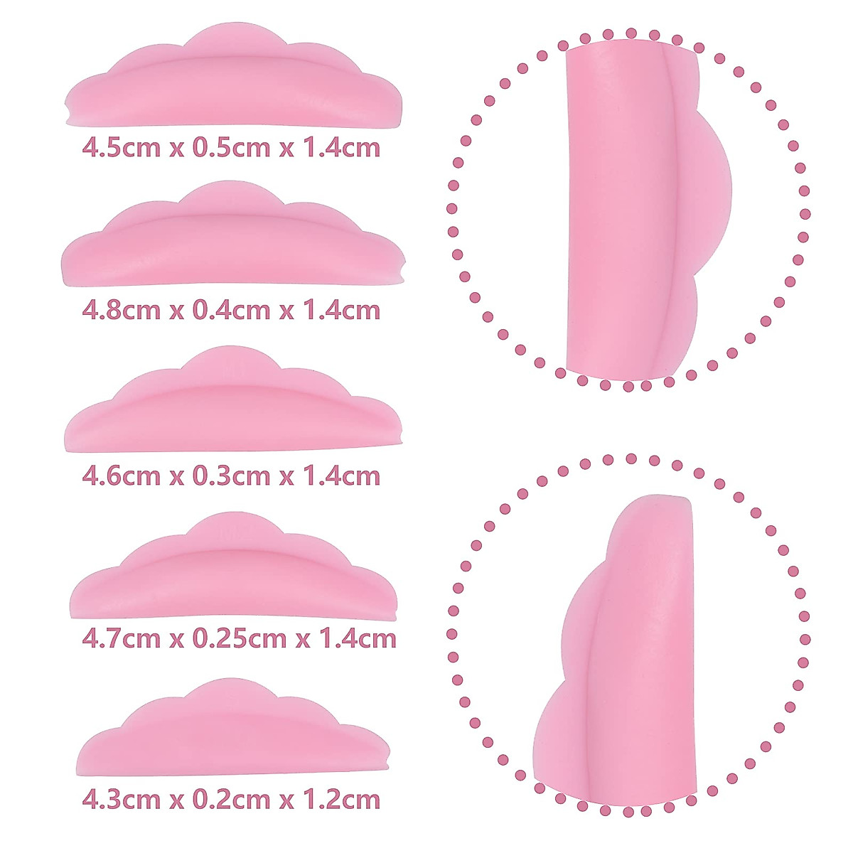 60 Pieces Silicone Eyelash Perming Curler Set 5 Size Reusable Eyelash Lift Pads and Y Shape Eyelash Brush, Lash Lift Pads Brush Grafting Lash Lifting Shield Rods for Curl Eyelash