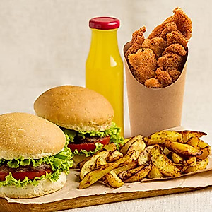 Honeydak 150 Pieces French Fry Cups Holder Charcuterie Cups Disposable Snack Cups Take-out Party Baking Supplies Popcorn Boxes Paper Cones for Wedding Birthday Party Baby Shower (14oz), Brown