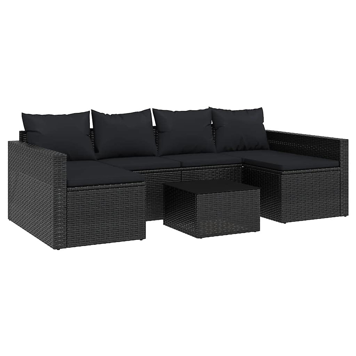 vidaXL 2 Piece Patio Lounge Set - Black Poly Rattan with Comfortable Cushions and Convenient Coffee Table - Perfect for Outdoor Living Space