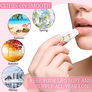 Siifert 50 Pcs Wedding Bridal Shower Lip Balm Bulk Floral Wedding Bachelorette Favor Vanilla Lip Balm Favors Chapped Sticks Pack Bulk Bridesmaid Gifts Small Thank You Gifts for Women Guests