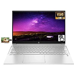 HP Pavilion 15.6" FHD Touchscreen IPS Micro-Edge Display Business Laptop, AMD Ryzen 7 5700U 8-Core, Windows 10 Pro, 32GB RAM 512GB SSD, Backlit Keyboard, Webcam, WiFi, 32GB USB Card