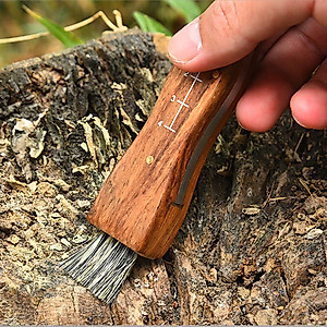 HANZIUP Folding Mushroom Knife Fungus Truffles Harvest Sharp Knives, Wood Handle with Bolster & Brush, Neoprene Pouch