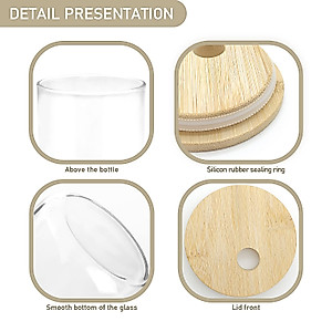 WHEATHUSK 20 Pack Drinking Glass Cups with Bamboo Lids and Glass Straws 16oz Iced Coffee Cups Clear Glass Tumblers Can Shaped Drinking Beer Glasses Cute Cups for Tea, Smoothie, Whiskey, Soda, Gift