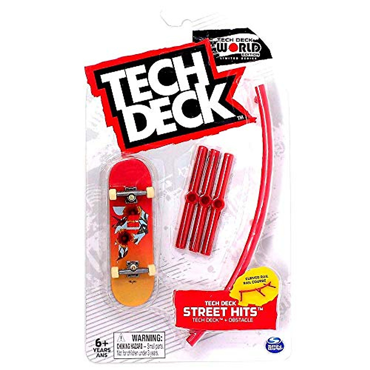 TECH DECK Street Hits World Edition Limited Series Primitive Skateboards Dirty P Sunflower Orange Complete Fingerboard and Curved Rail Obstacle