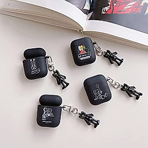 Airpod Frosted Case,Compatible Airpod 1/2 Case Cover with Keychain Shockproof Anti Lost Protective Case Cover. (Balloon Bear)