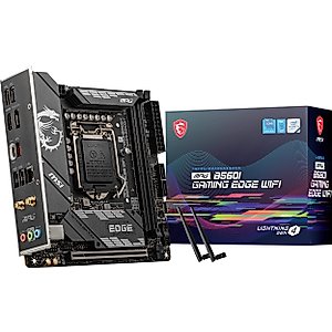 MSI MPG B560I Gaming Edge WiFi Gaming Motherboard (m-ITX, 11th/10th Gen Intel Core, LGA 1200 Socket, DDR4, CFX, M.2 Slots, USB 3.2 Gen 2, 2.5G LAN, DP/HDMI, Wi-Fi 6E)