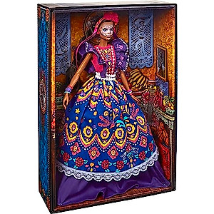 Barbie Signature Doll, 2022 Dia De Muertos Collectible, Traditional Ruffled Dress with Flower Crown & Calavera Face Paint