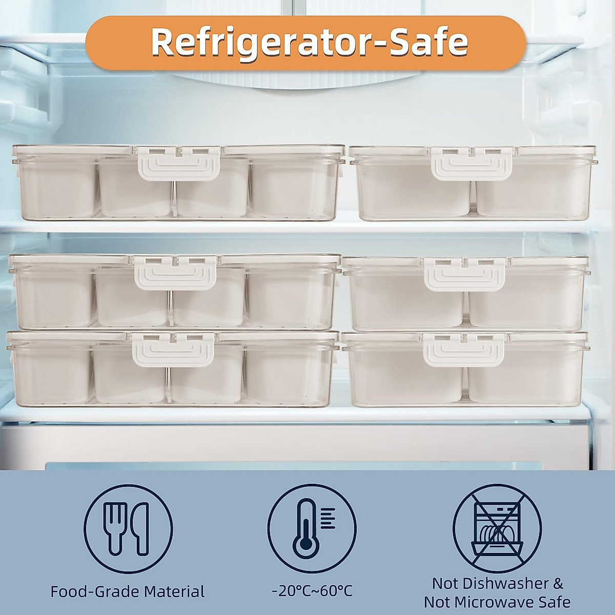 Snackle Box Container, Divided Serving Tray with Lid and Handle, Snack Box Charcuterie Container for Portable Snack Platters, Clear Organizer for Fruits Snacks, Perfect for Road Travel Picnic Party