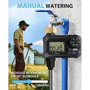 HOMENOTE Sprinkler Timer, Water Timer for Garden Hose, Programmable Hose Timer for Lawn Watering System Automatic Irrigation System with Rain Delay/Manual Mode, IP65 Waterproof