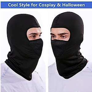 bodbop Balaclava Face Mask Ski Mask Men Full Head Mask Cover Windproof Sun UV Protection for Women Outdoor Sports Cap (Black)
