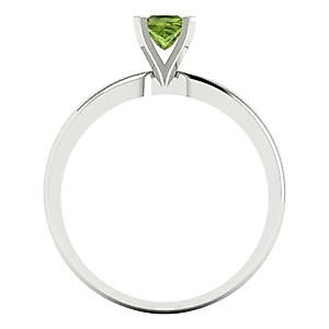 Clara Pucci 0.50 ct Princess Cut Solitaire Genuine Natural Green Peridot Engagement Bridal Promise Anniversary Ring 14k White Gold