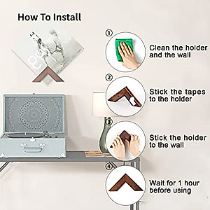 TIMCORR Vinyl Record Holder Set : Vinyl Wall Mount for Record Display, Pine Wood Album Shelf with Sticky Transparent Tapes Hanging on the Wall (Pine Wood Set of 4)